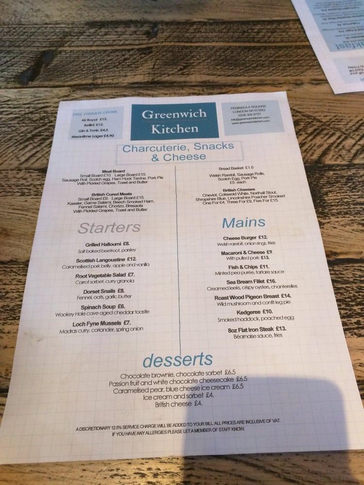 Menu at Greenwich Kitchen pub & bar, London, Unit 2 Airy Pavilion ...