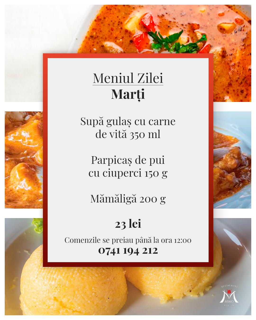 Menu at Mikó, Cluj-Napoca