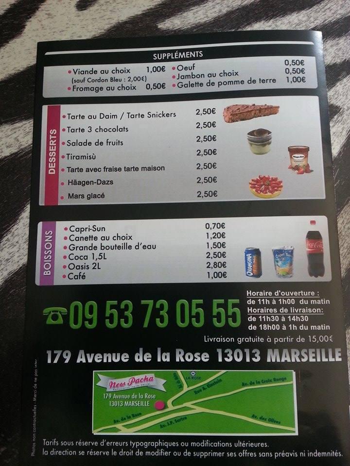 Menu at NP NEW PACHA restaurant, Marseille