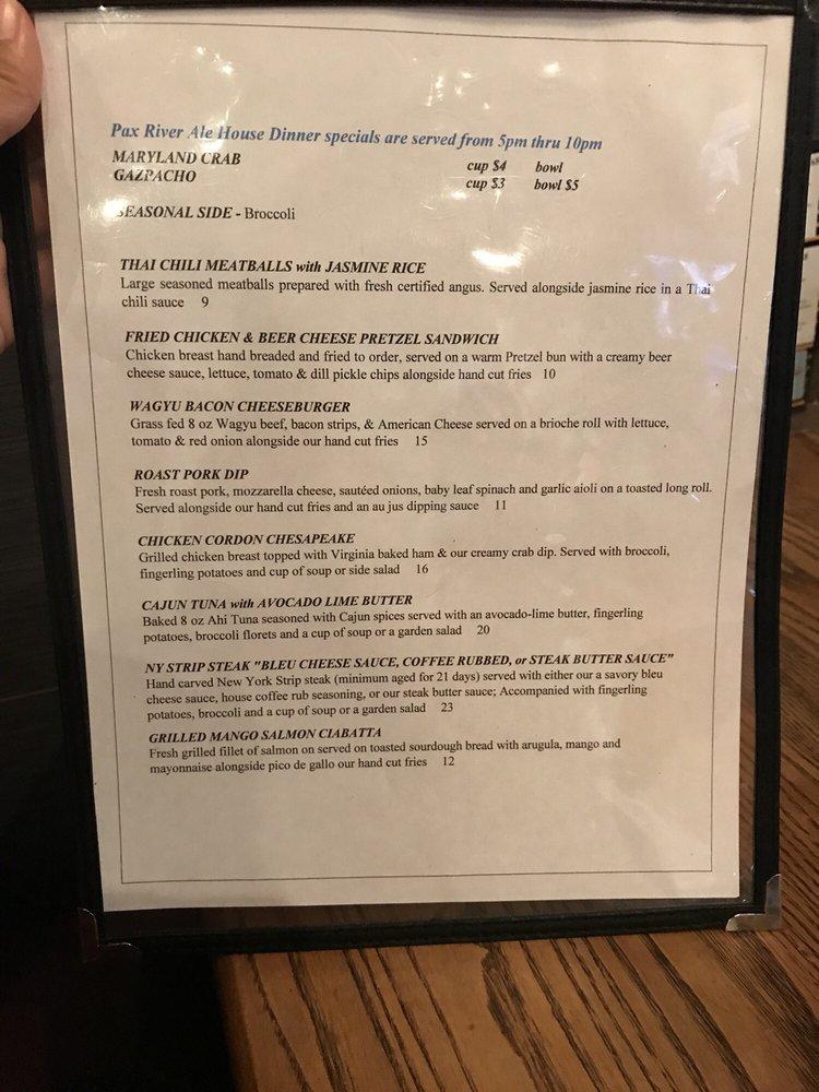 Menu at Pax River Ale House pub & bar, Lexington Park