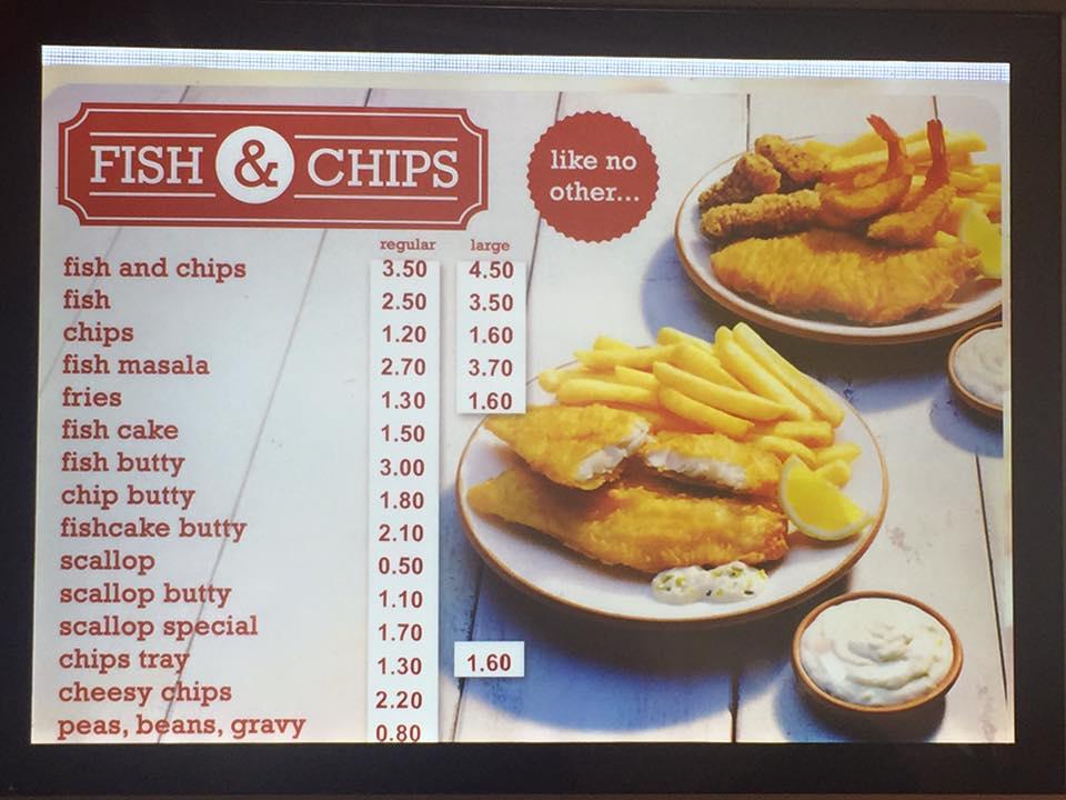 Menu at Royal Fisheries restaurant, Halifax