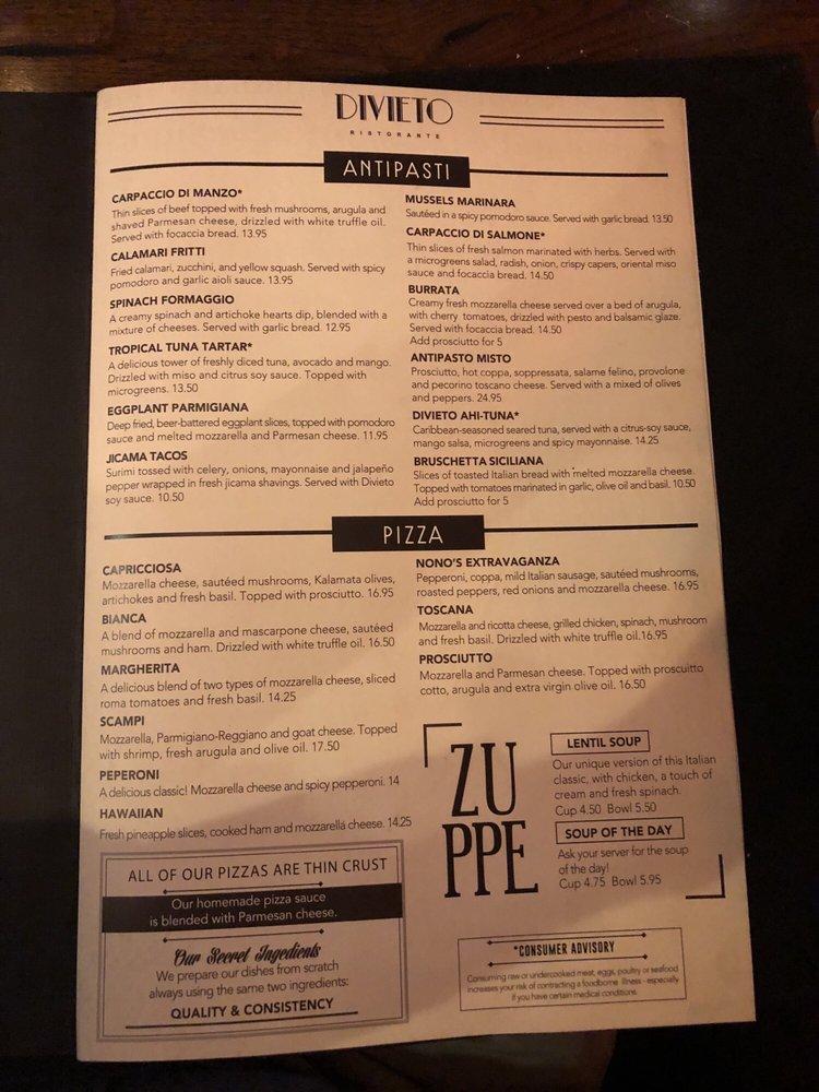 Menu at Divieto Ristorante - Doral restaurant, Doral, NW 41st St
