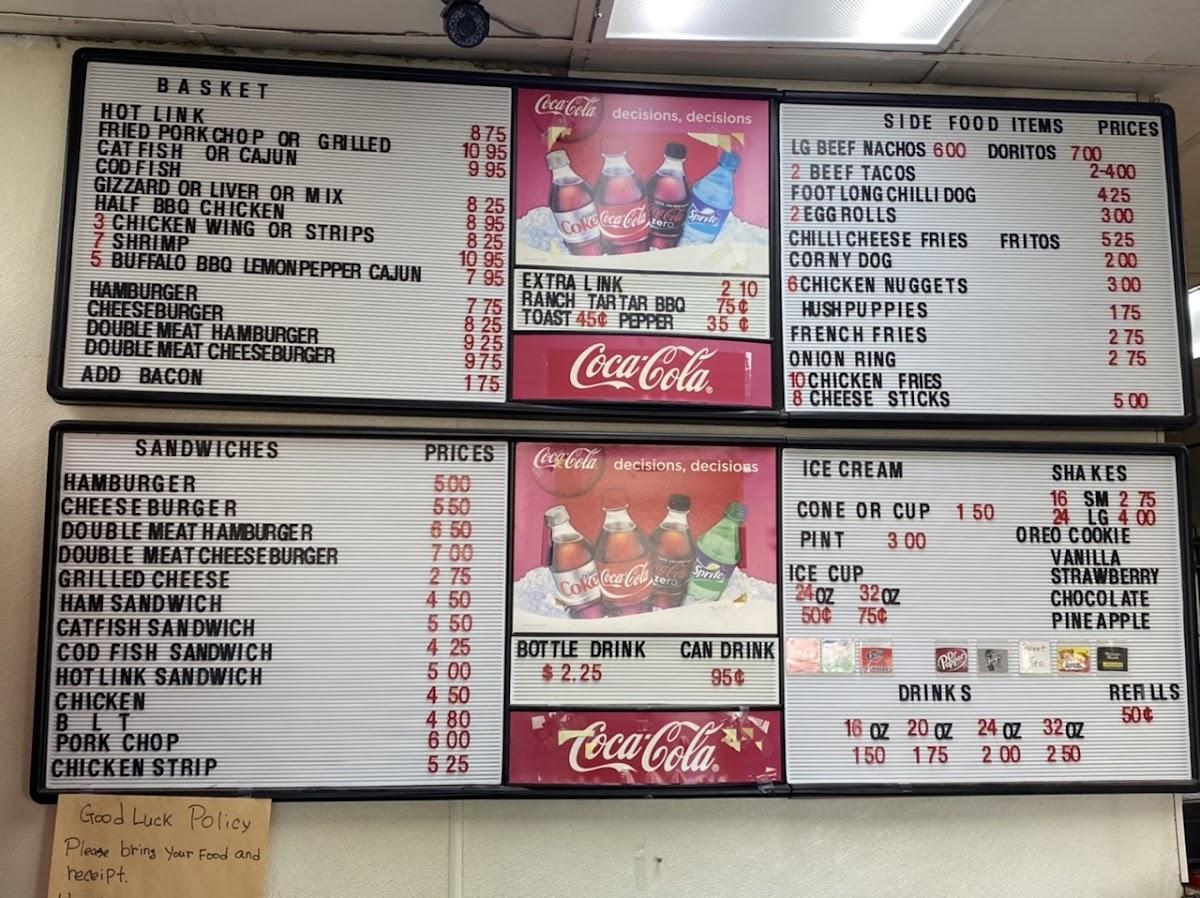 Menu at Good Luck Drive In fast food, Dallas, E Ledbetter Dr