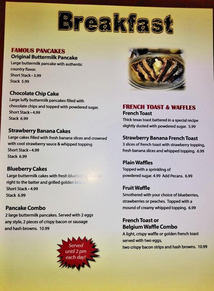 Carta de Grandma's Cafe, Branson, 9 Treasure Lake Dr