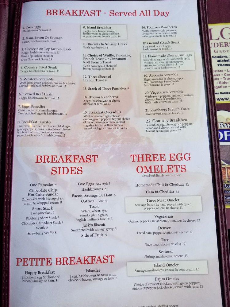 Menu at Island Cafe, Anacortes