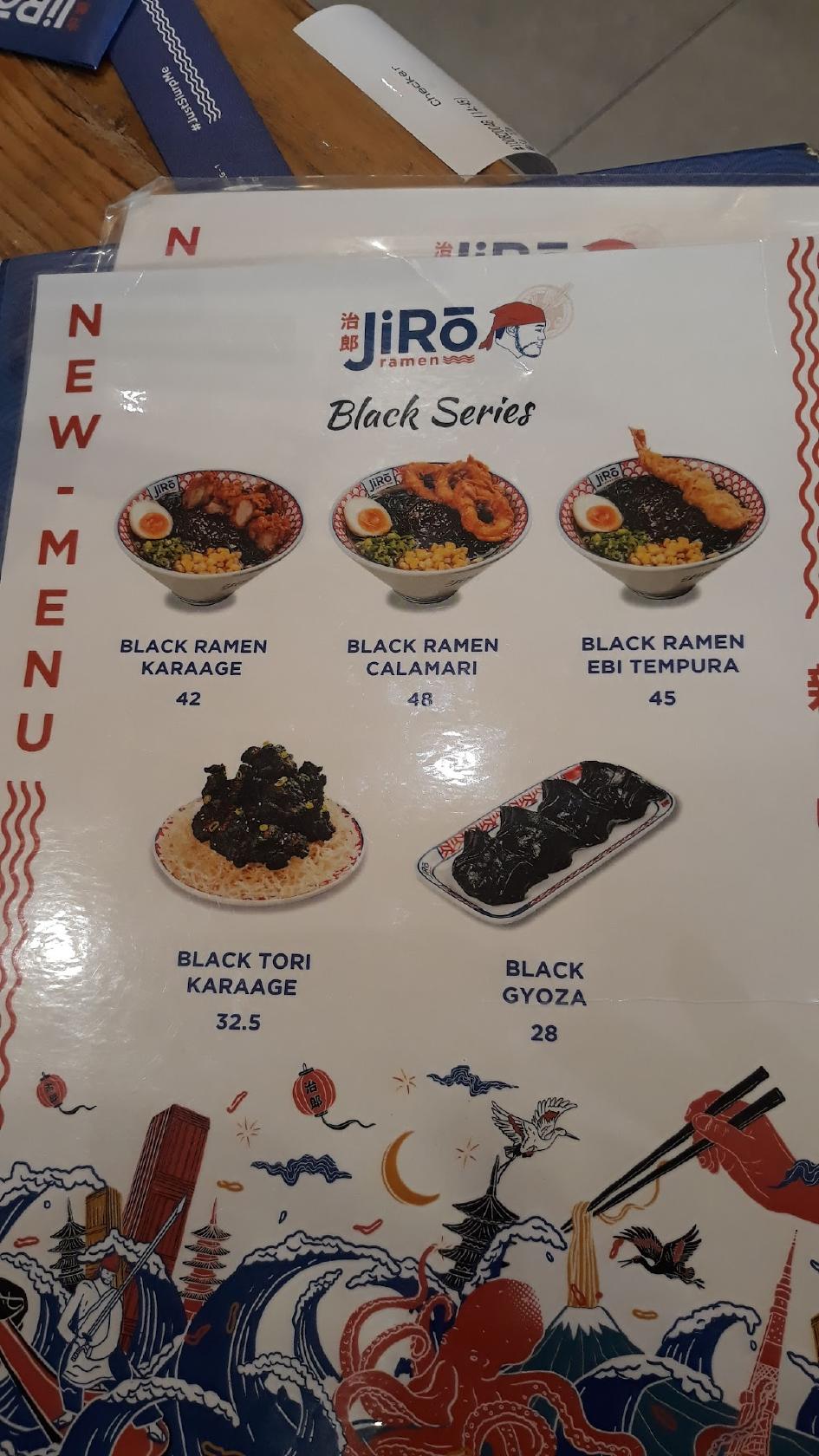 Menu at Jiro Ramen restaurant, Palembang, Mall Palembang Icon