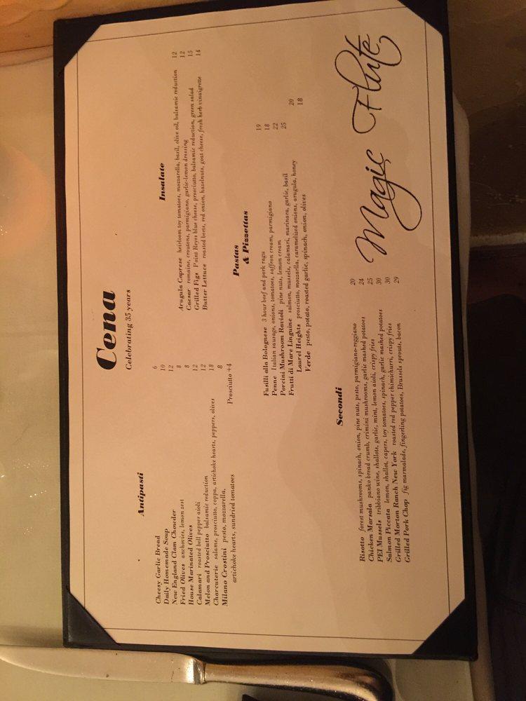 Menu at Magic Flute Restaurant, San Francisco