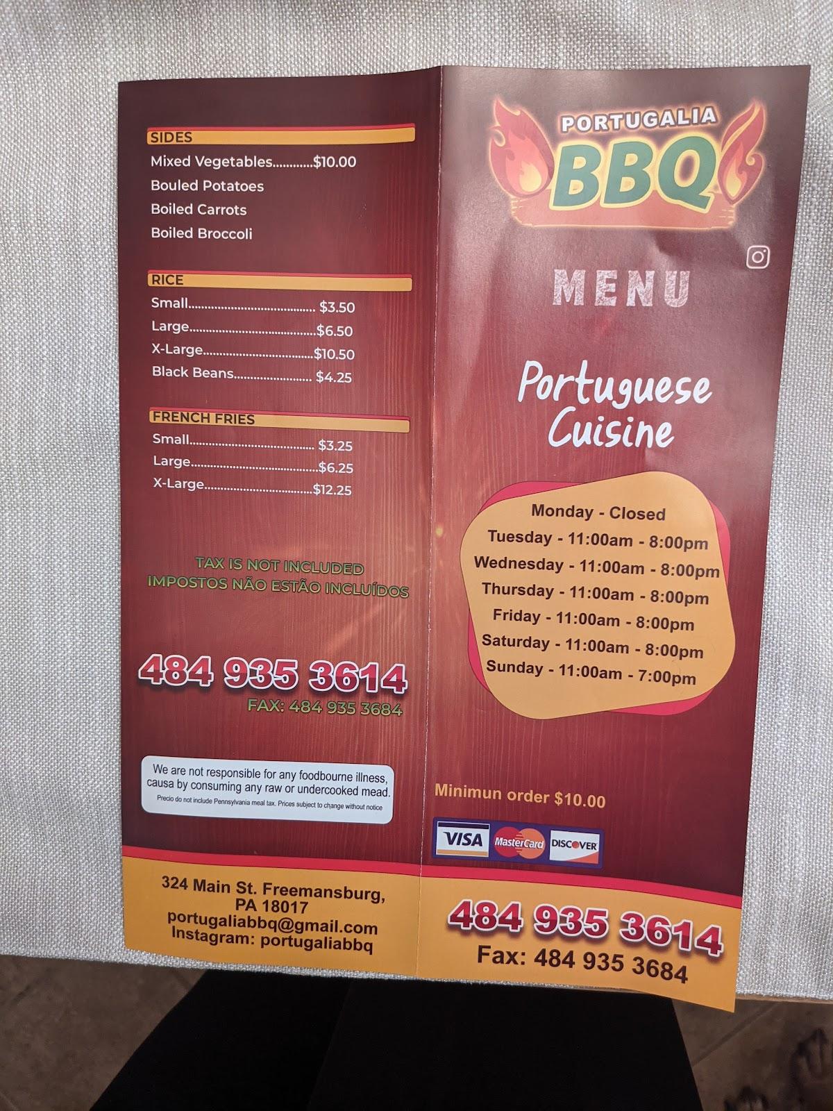 Menu at Portugalia BBQ, Freemansburg