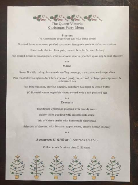 Menu at The Queen Victoria pub & bar, Snettisham, 19 Lynn Rd