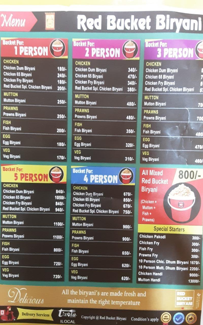 Menu at Red Bucket Biryani Zaheerabad, Zaheerabad