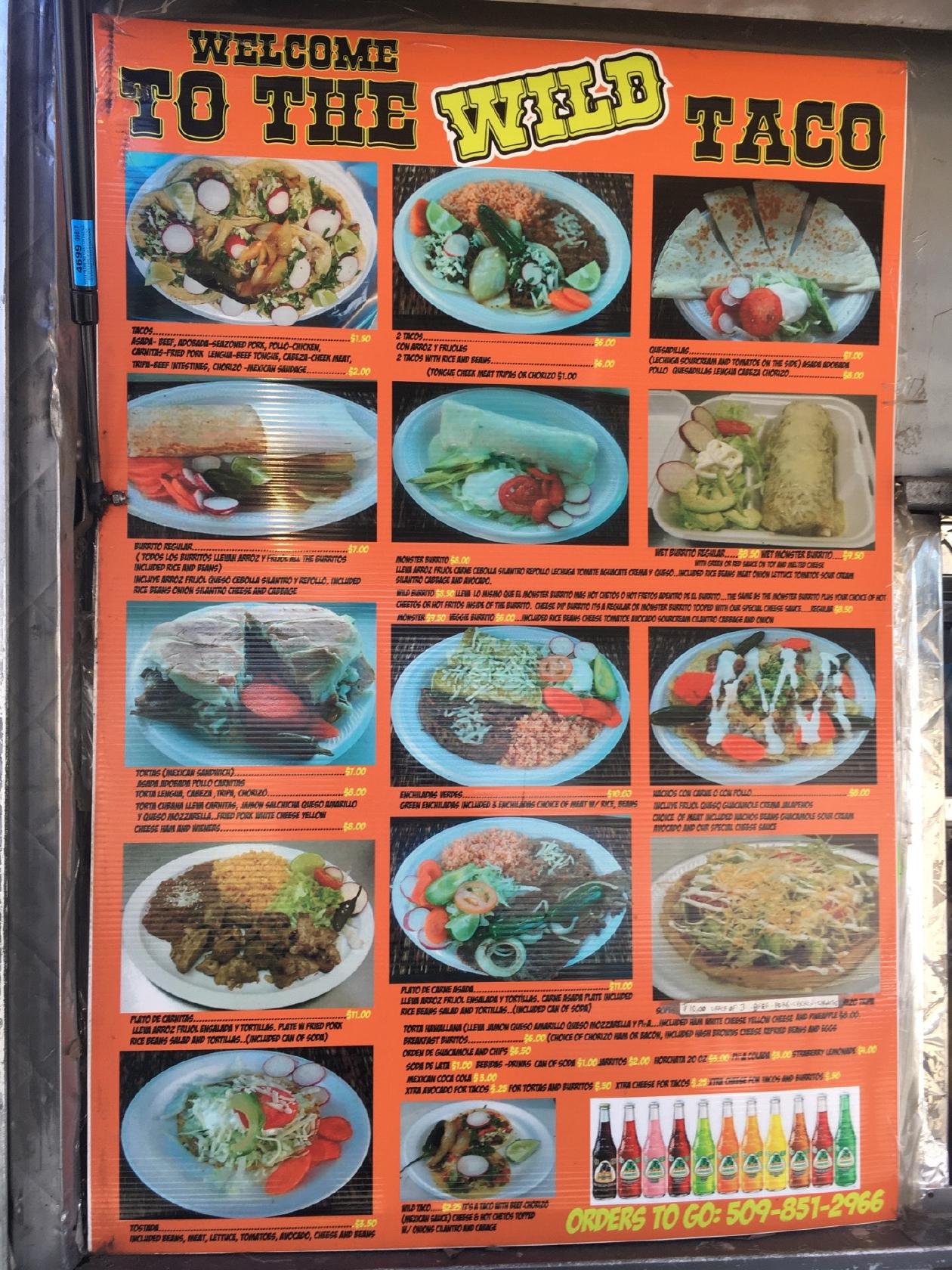 Carta del restaurante THE WILD TACO 2-1. (MR TACO), Richland