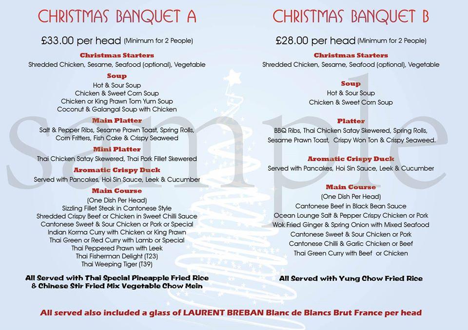 Menu at Ocean Lounge Chinese & Thai Restaurant, Manchester
