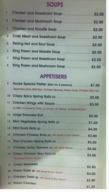 Menu at Crystal Chinese Takeaway restaurant, Hartlepool