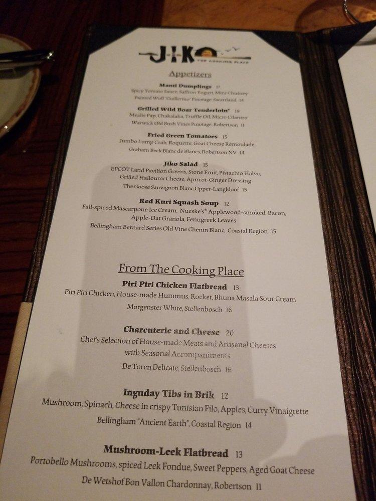 Menu at Jiko - The Cooking Place restaurant, Orlando, W Osceola Pkwy