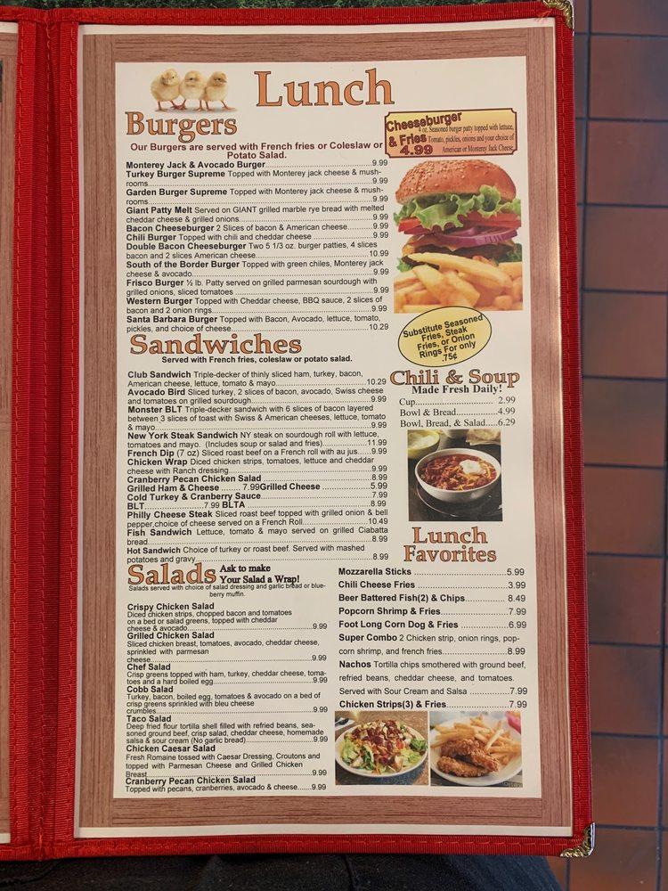 Menu at Red Rooster Cafe, Durham