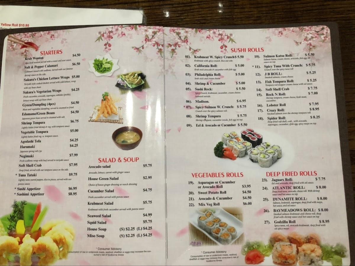 Menu at Sakura Sushi & Grill restaurant, Lynn Haven