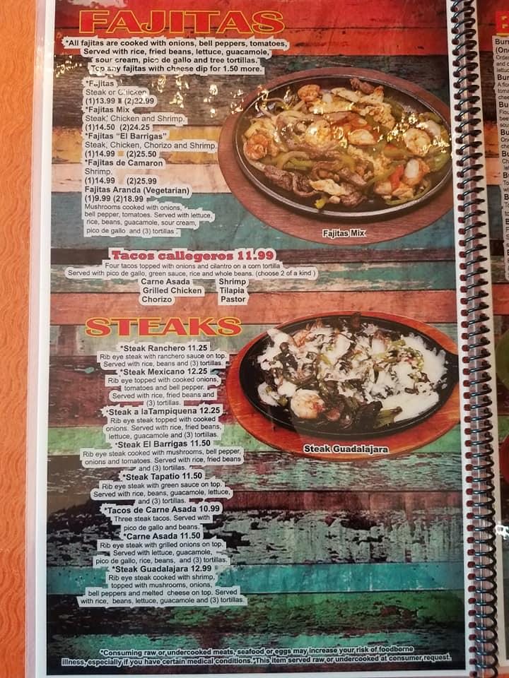 Menu at Señor Barrigas Mexican Restaurant-Hamilton, Hamilton