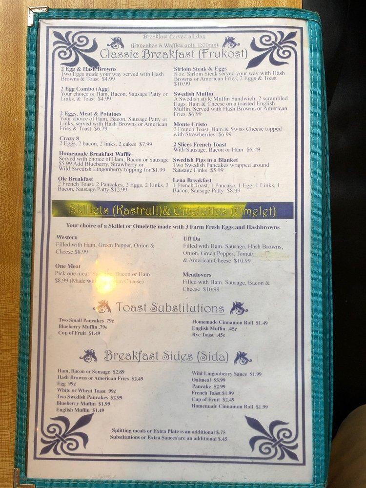 Menu at The Swedish Inn Family Restaurant, Lindstrom