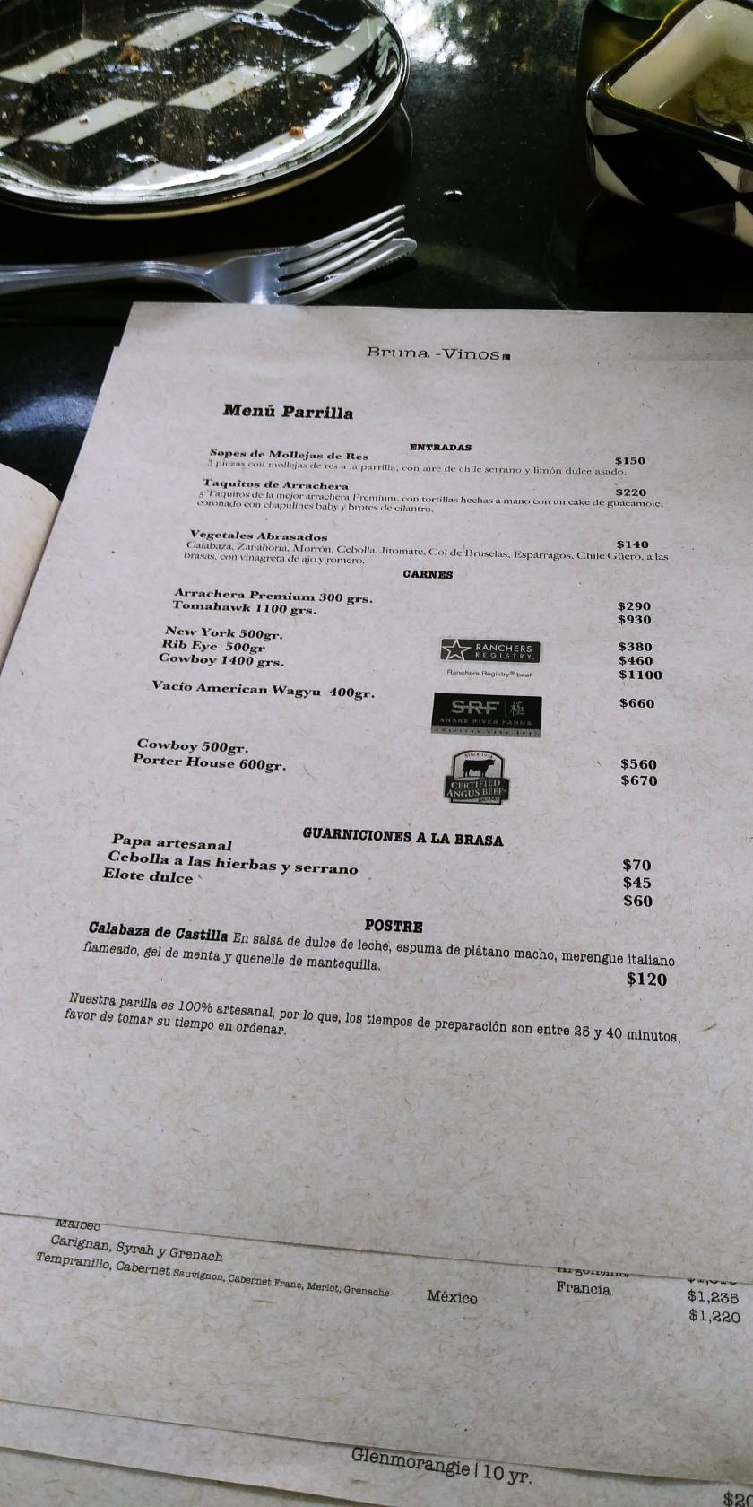 Carta de Bruna Restaurante, Guadalajara, Calle Lerdo de Tejada 2418 ...