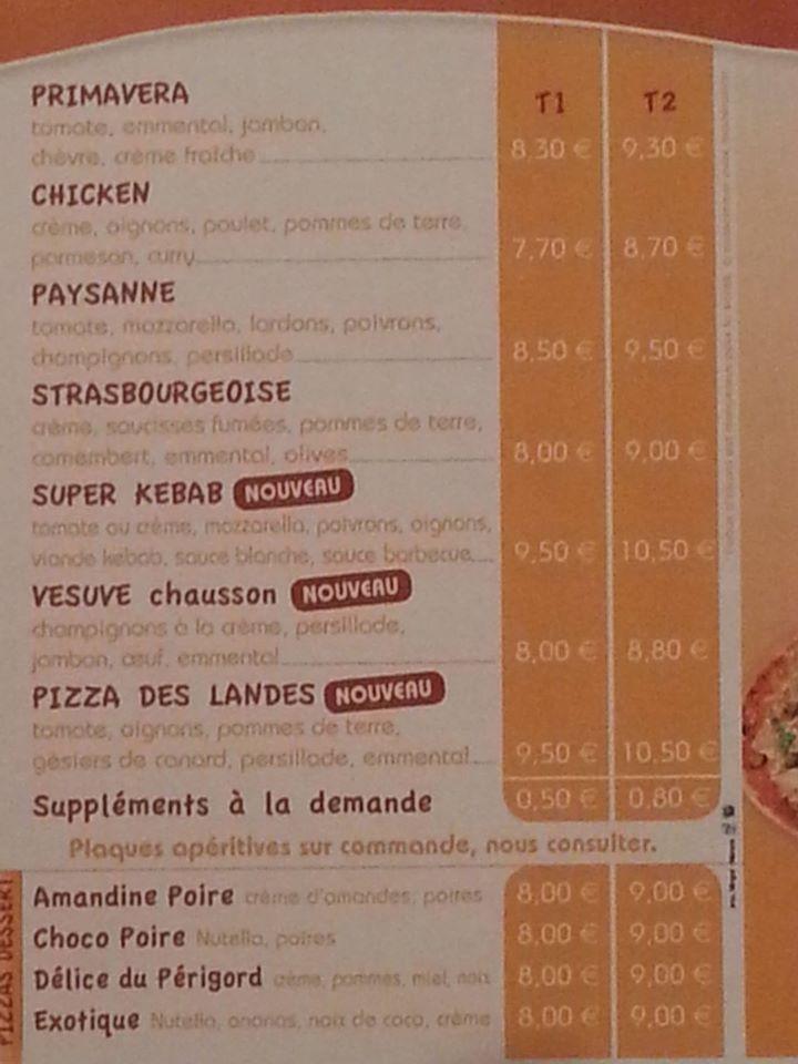 Menu at Coco Pizza pizzeria, Vix