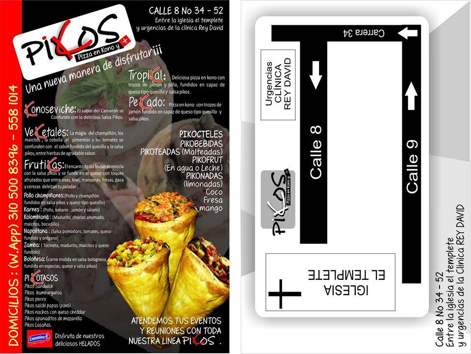 Menu at PiKos Pizza en Kono y + restaurant, Cali