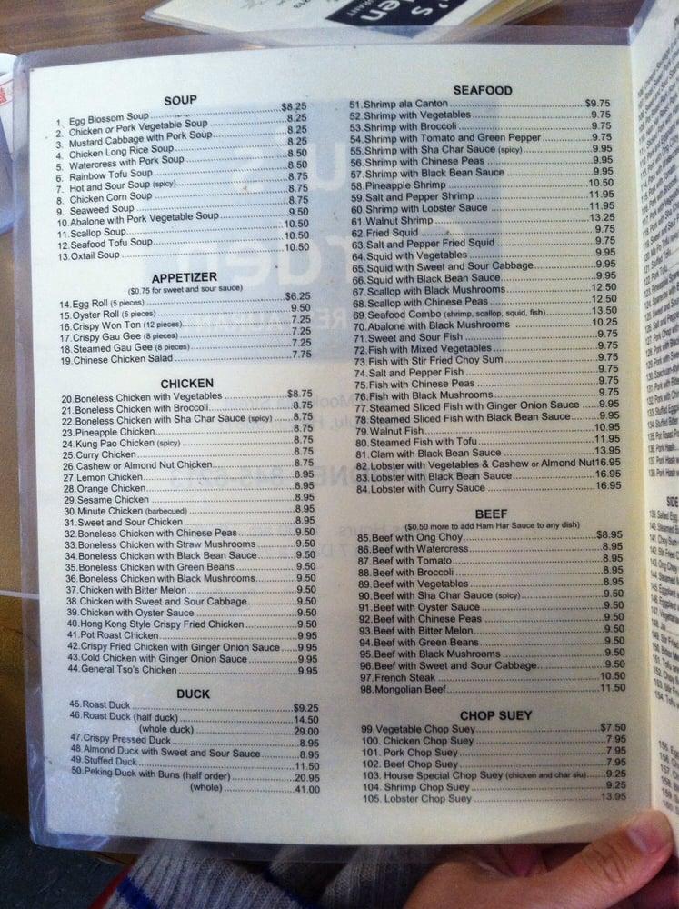 Menu at Au's Garden Chinese Restaurant, Honolulu