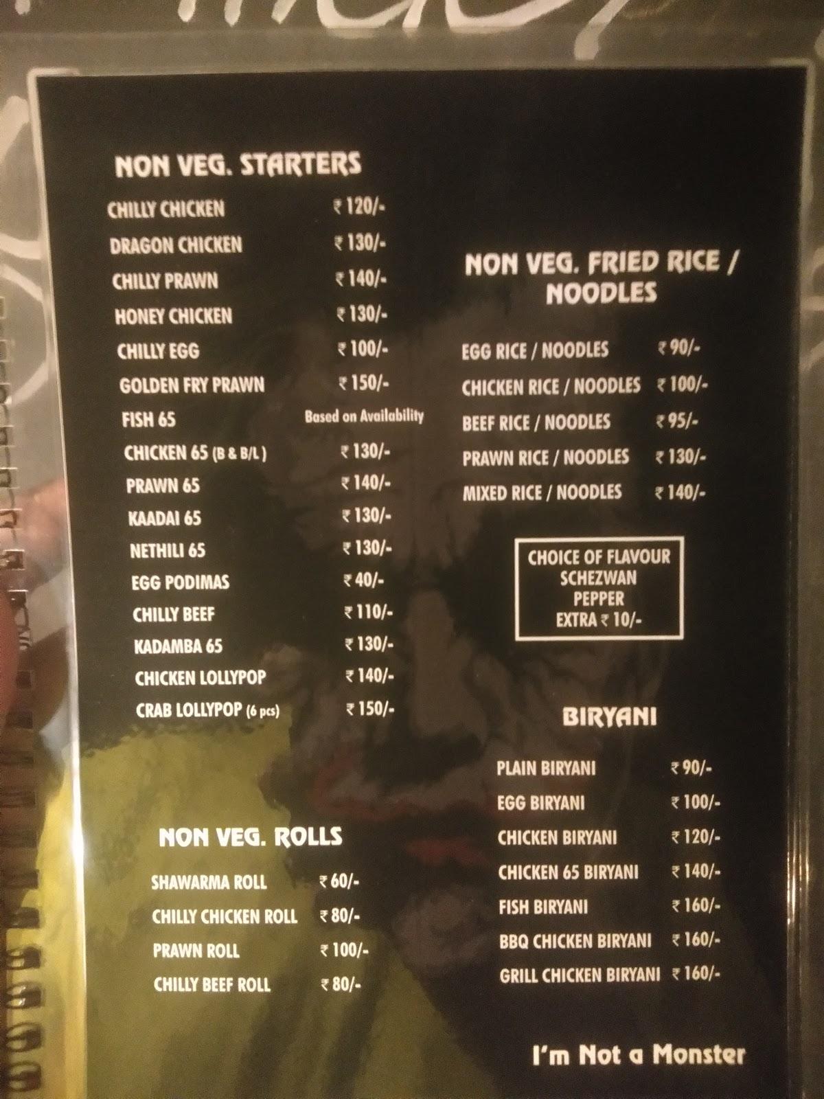 Menu at Dark Knight Kitchen, Chennai
