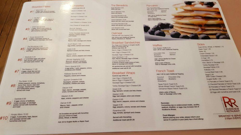 Menu at Riverview Restaurant, Billerica