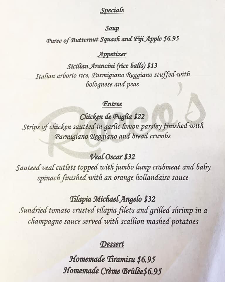 Menu at Rocco's Tuscany Bar and Grill, Madison