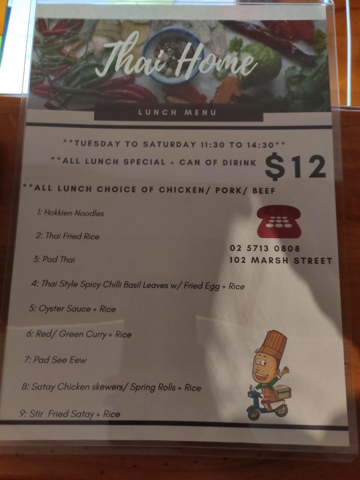 Menu at Thai Home Restaurant Armidale, Armidale