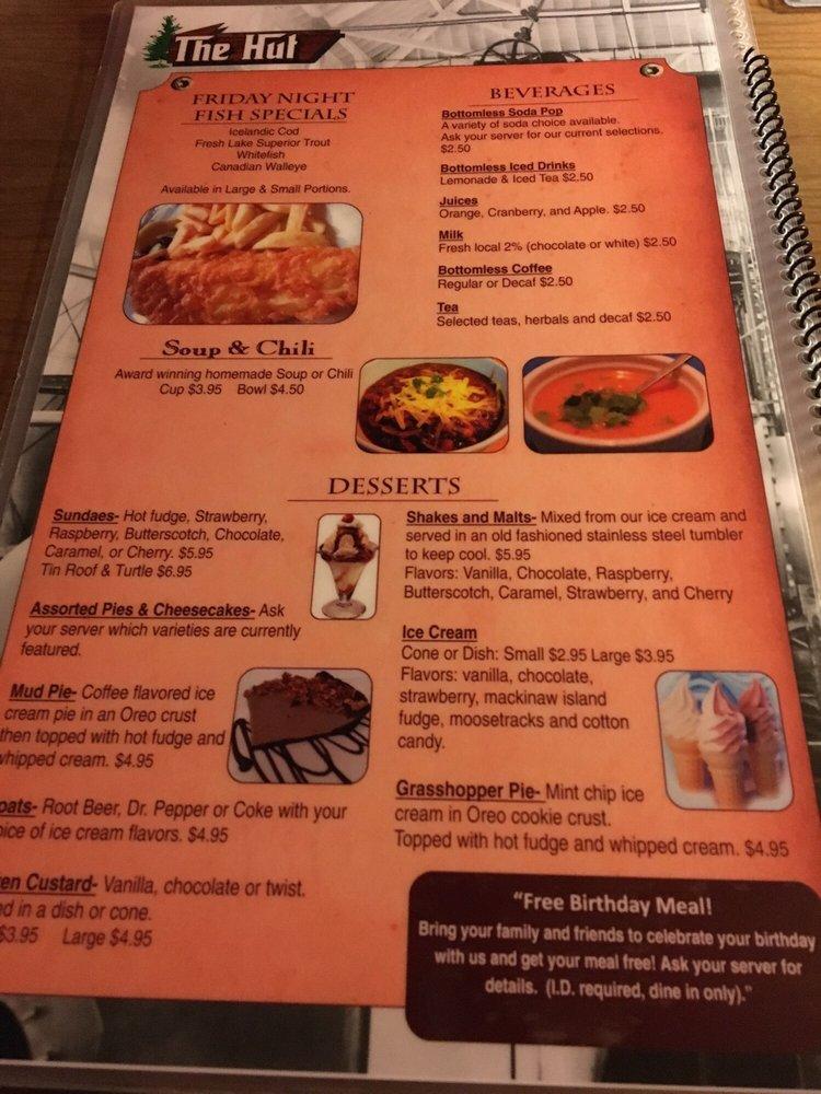 Menu at The Hut Restaurant, Calumet Township, Wolverine St #41