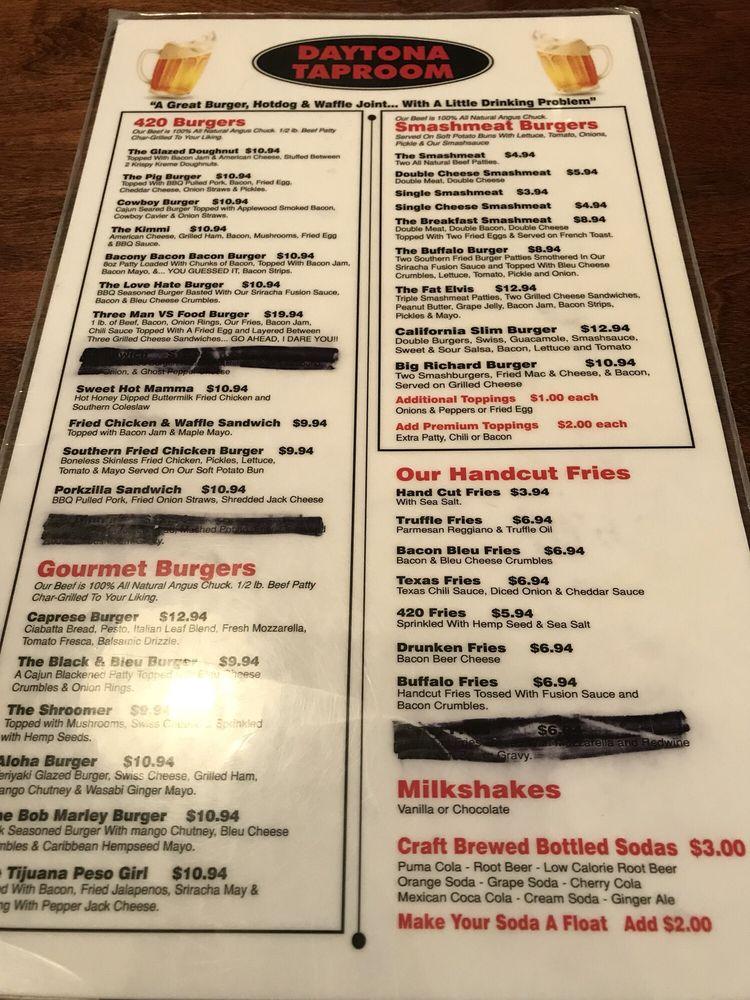 Menu at Daytona Taproom pub & bar, Daytona Beach
