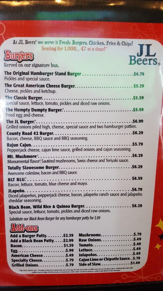 Menu at JL Beers Burnsville pub & bar, Burnsville