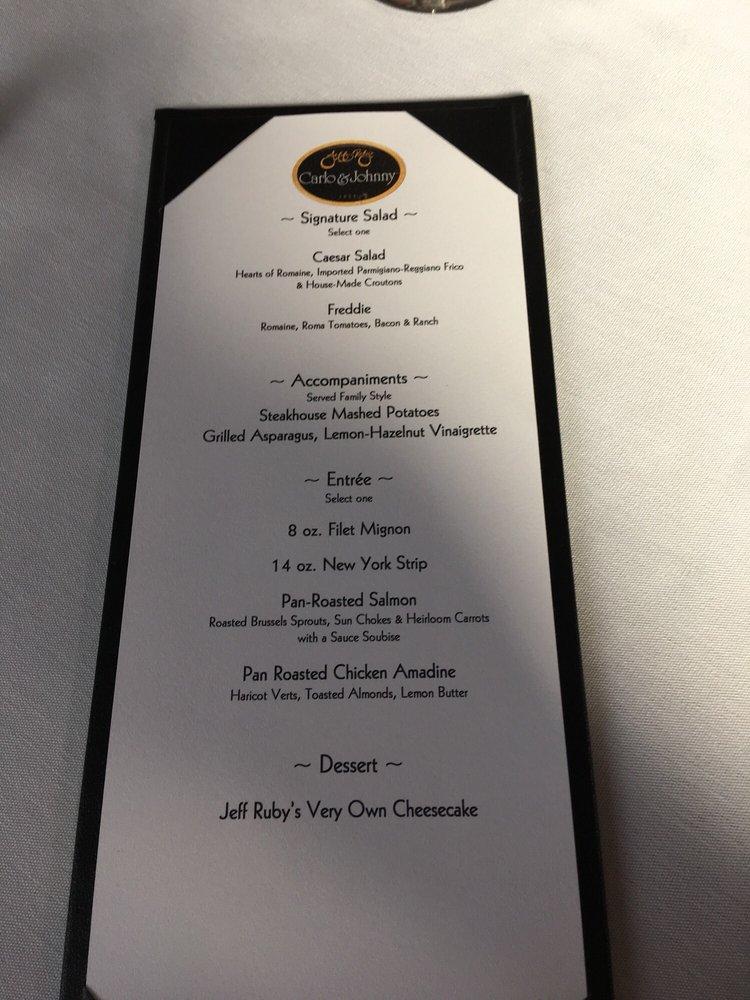 Menu at Carlo & Johnny By Jeff Ruby steakhouse, Cincinnati