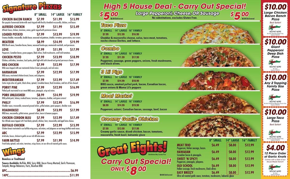 Menu at Pizza Now! pizzeria, Salem