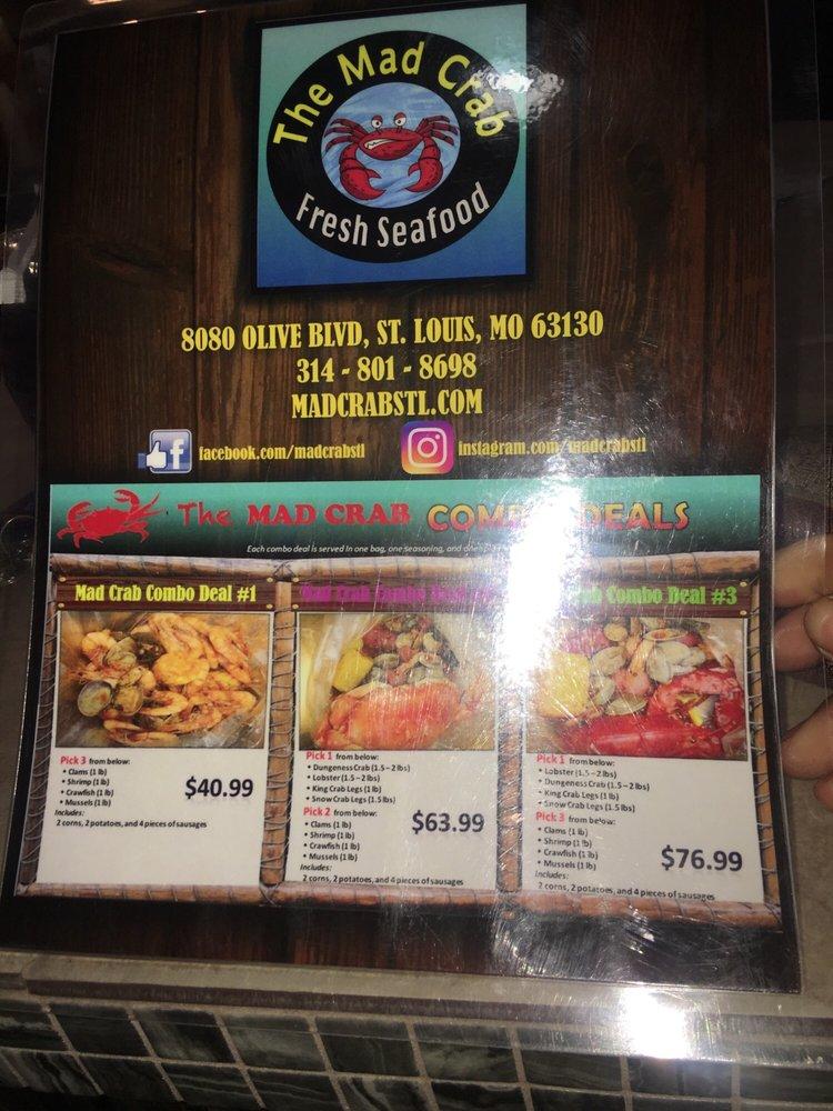 Menu at The Mad Crab restaurant, University City