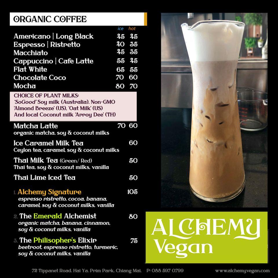 Menu at Alchemy Vegan cafe, Chiang Mai, 9