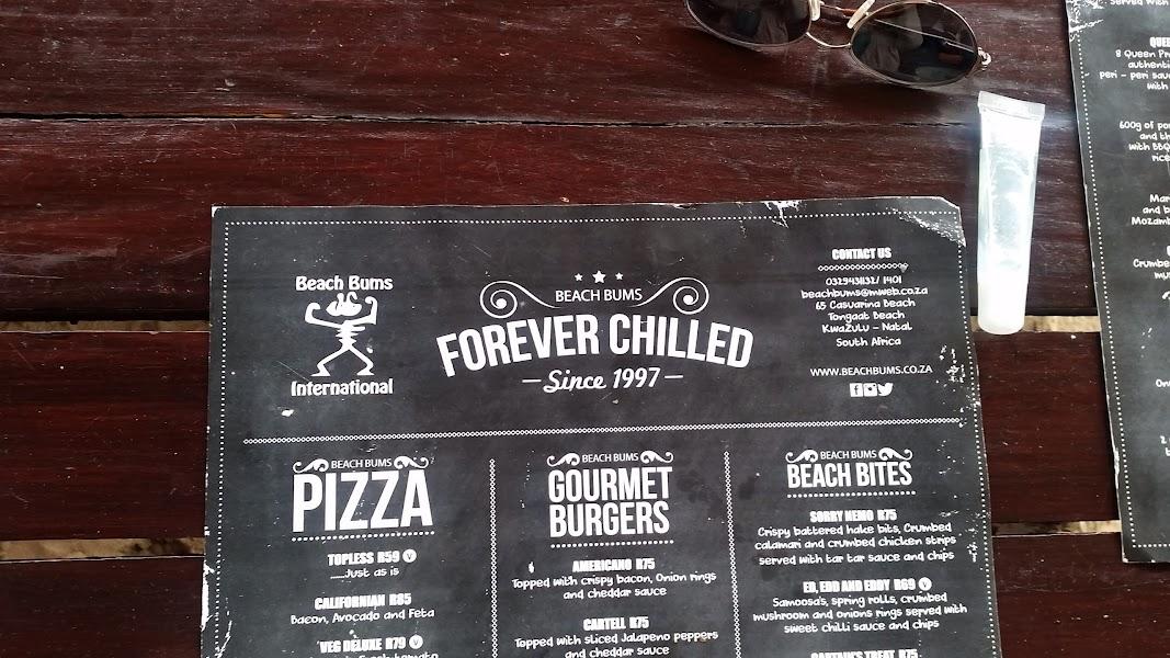 Menu at Beach Bums pub & bar, Westbrook