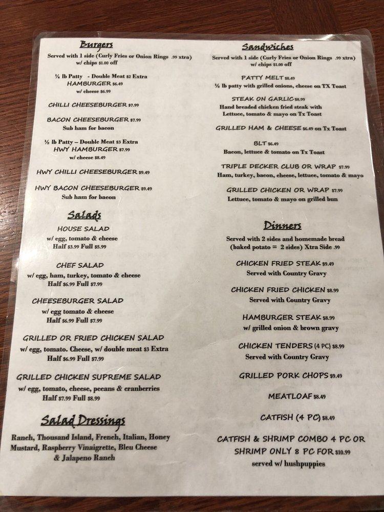 Menu at Iowa Park Hwy Grill cafe, Iowa Park
