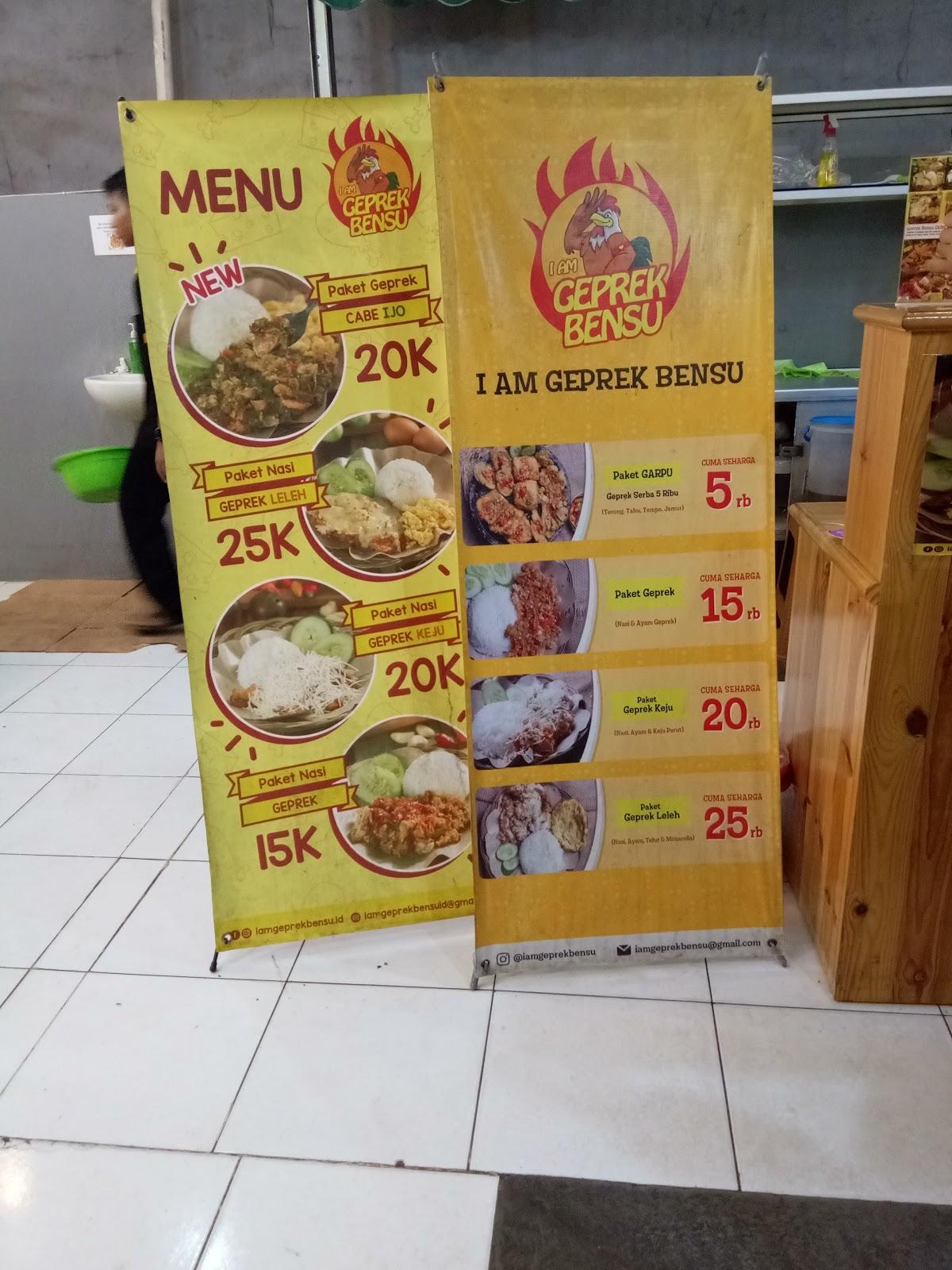 Menu at I AM GEPREK BENSU DURI KOSAMBI restaurant, West Jakarta