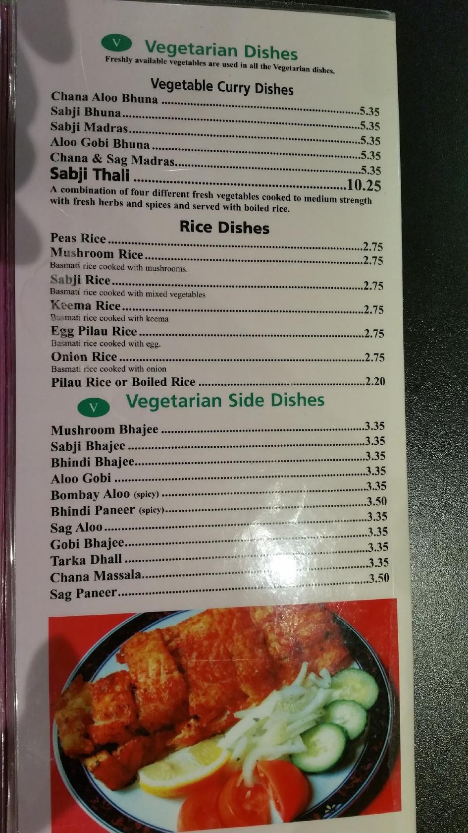 Menu at Moghul fast food, Ilkley, 111 Main St