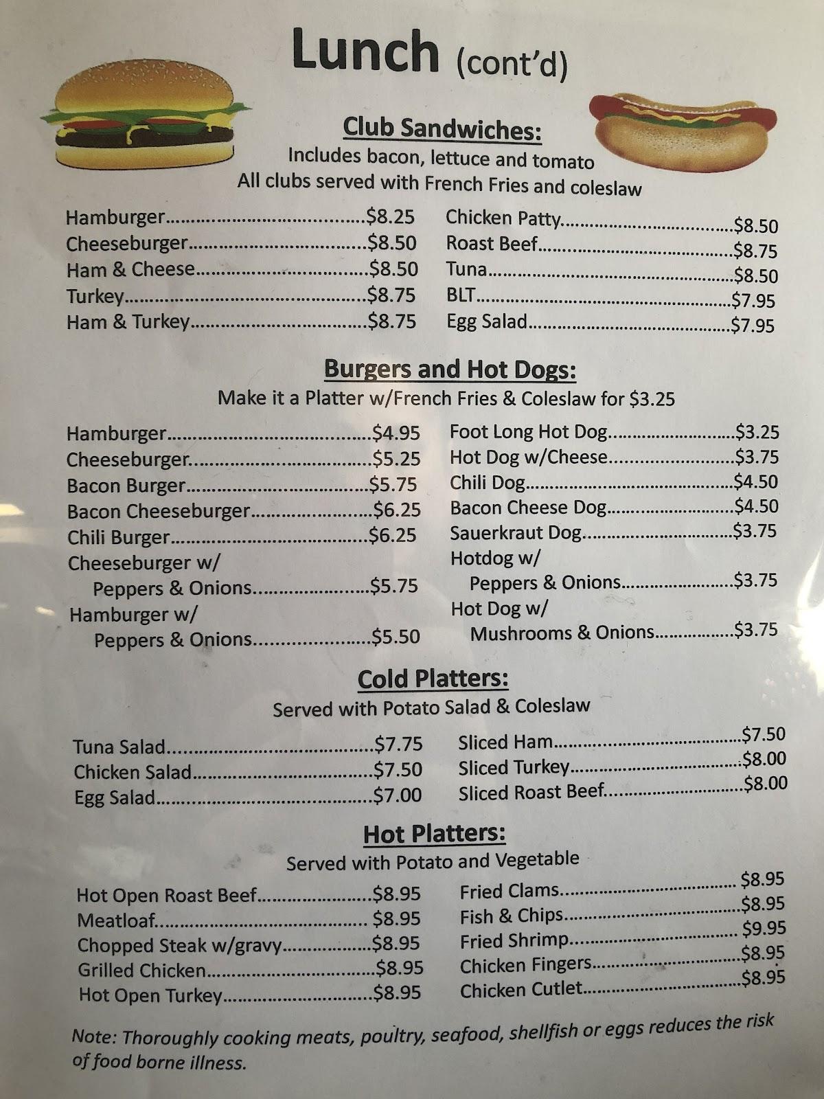 Menu at Monteiro's Restaurant, Waterbury