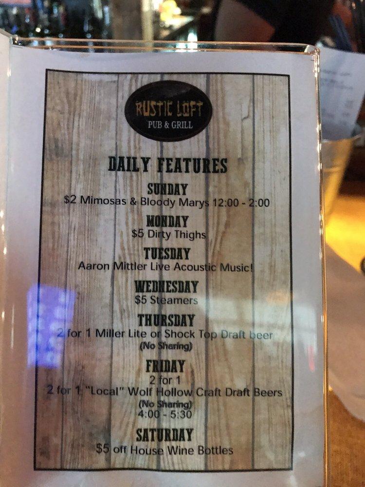 Menu at Rustic Loft Pub and Grill, Amsterdam
