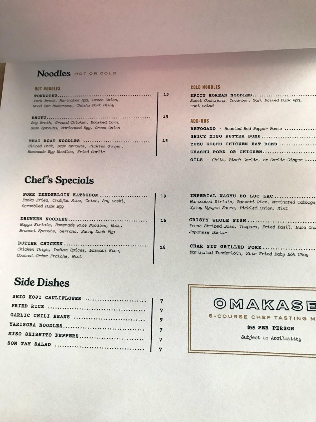 Menu at Soji: Modern Asian pub & bar, Baton Rouge