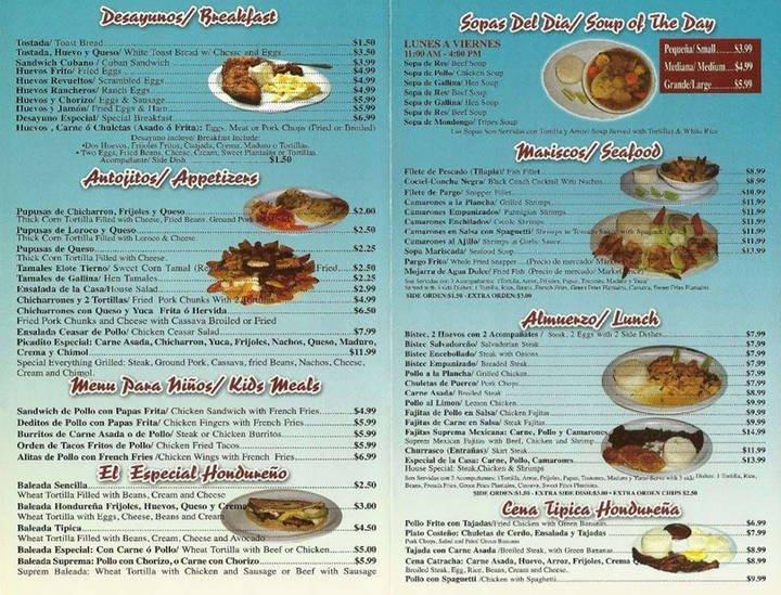 Menu at El Tipico Guanaco Restaurant and Cafe, Hollywood, Pines Blvd