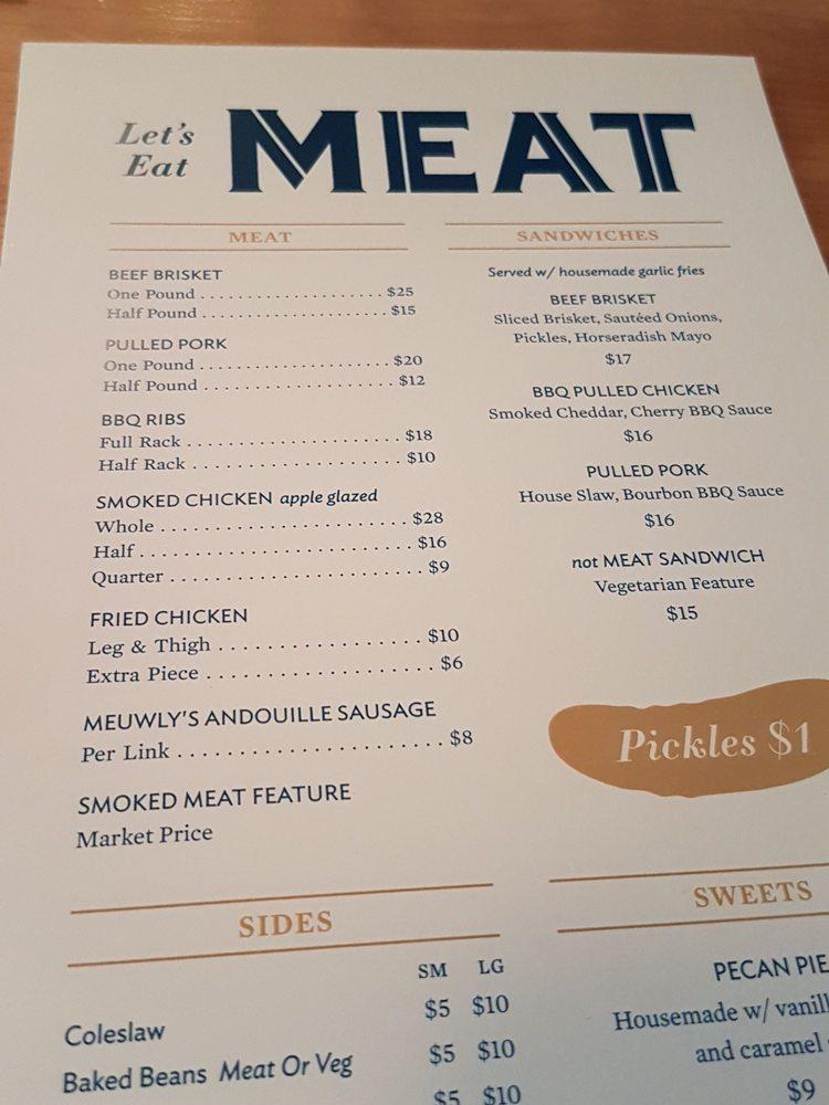 Menu at MEAT BBQ, Edmonton