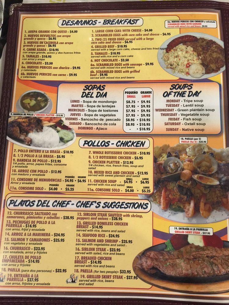 Menu at Parador Latino restaurant, Lindenhurst