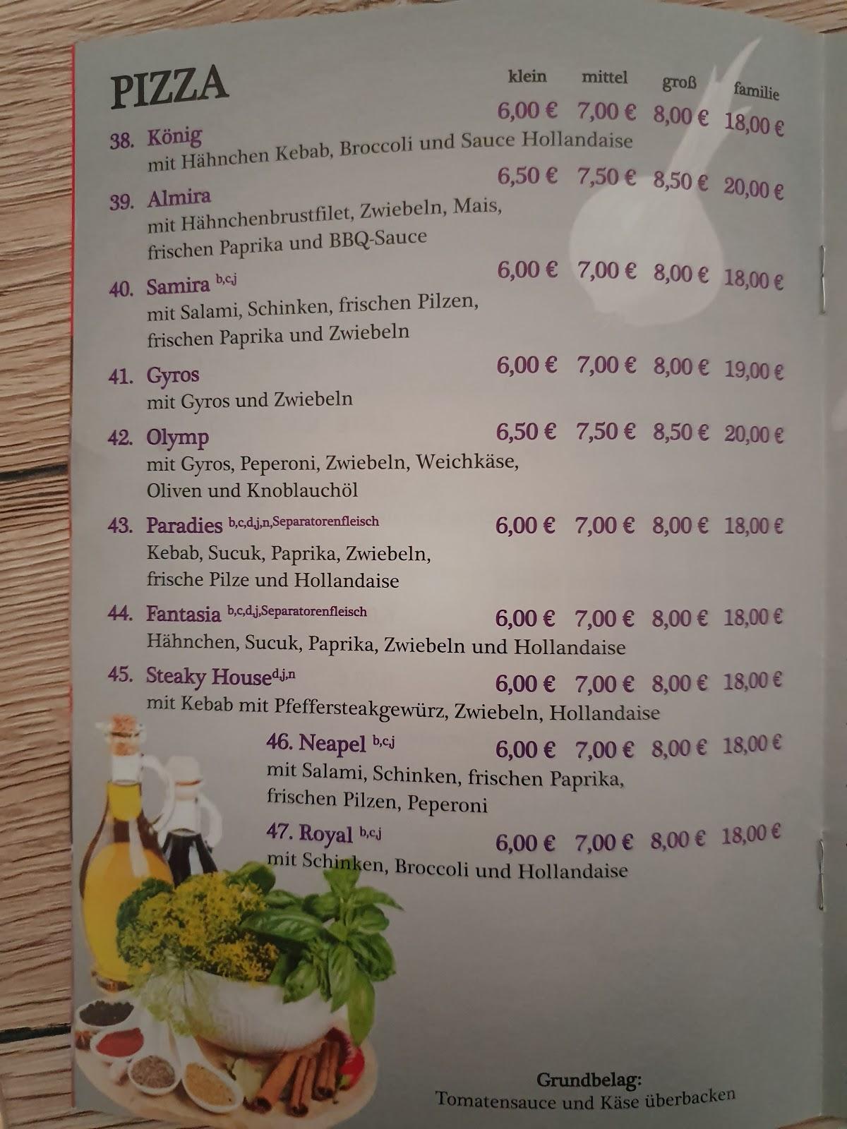 Menu at Pizzeria Baran, Neuenhaus, Hauptstraße 56