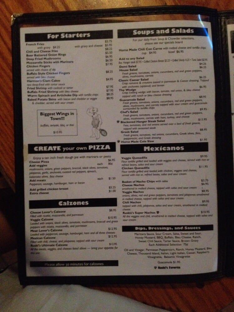 Menu at Ruski's pub & bar, Portland