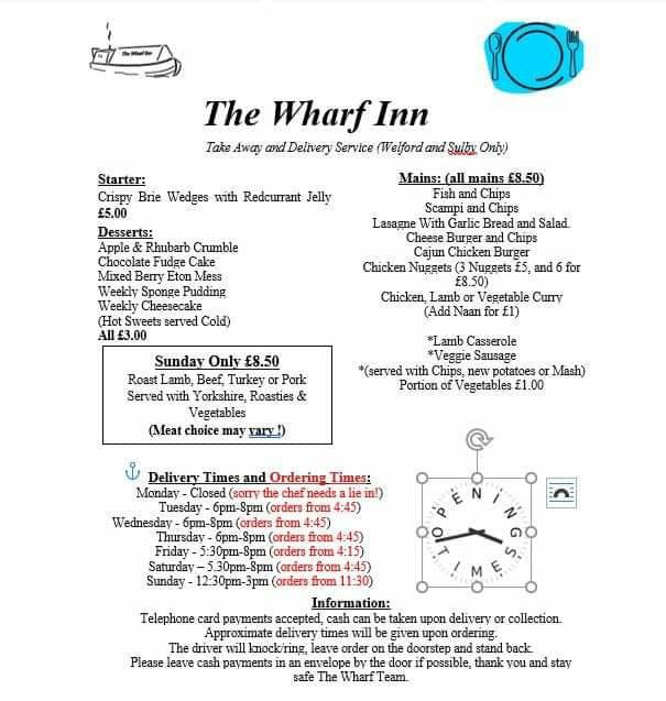 Menu at The Wharf Inn pub & bar, Welford